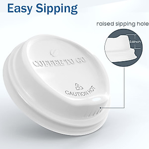 MRcup 12 oz Hot Beverage Coffee Cups with Lids and Straws, Insulated Triple Wall Leak/Heat free Disposable Anti-slip Togo Reusable Paper Cups, Brown [40 Packs]