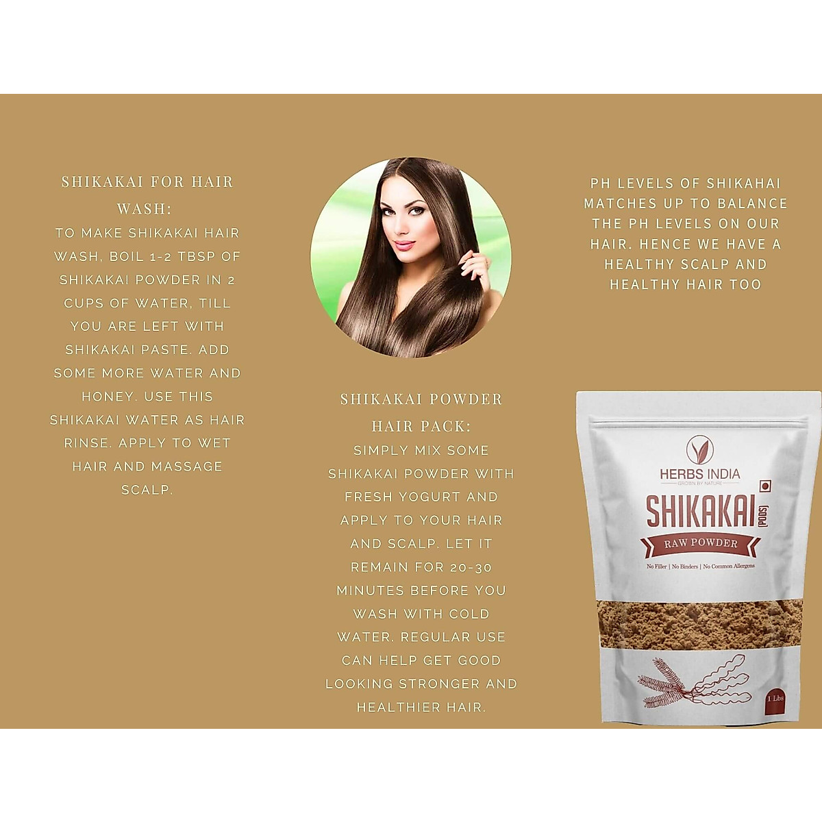 Shikakai Powder for Hair Growth - Acacia Concinna (Shikai Powder) - Best Natural Cleanser - All Natural - Herbs India (One LB - 16 Ounce)