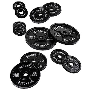 Signature Fitness Olympic 2-Inch Cast Iron Plate Weight Plate for Strength Training and Weightlifting, Vintage Style, Alloy Steel,25LB Pair