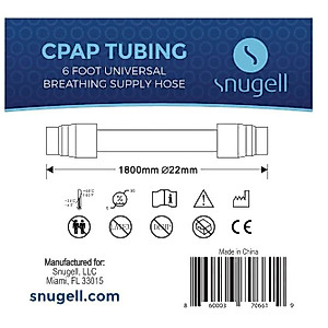 CPAP Tube by Snugell | 6-Foot Universal CPAP Tubing | Compatible with All Major CPAP Machines and Most CPAP, BiPAP and BiLevel Device Brands