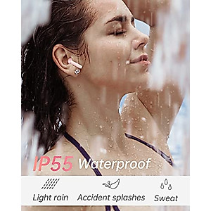 GIEC Wireless Earbuds Bluetooth Earbuds with Microphone Noise Canceling Earbuds Wireless Earphones for Android iOS Phone in Ear Headphone Woman True Wireless Stereo Small Earphones Pink