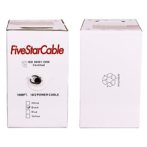 FiveStarCable 18/2 Power Cable 1000 ft 18-2 Gauge Security/Alarm/Audio/Control Low Voltage Cable Wire 18 AWG
