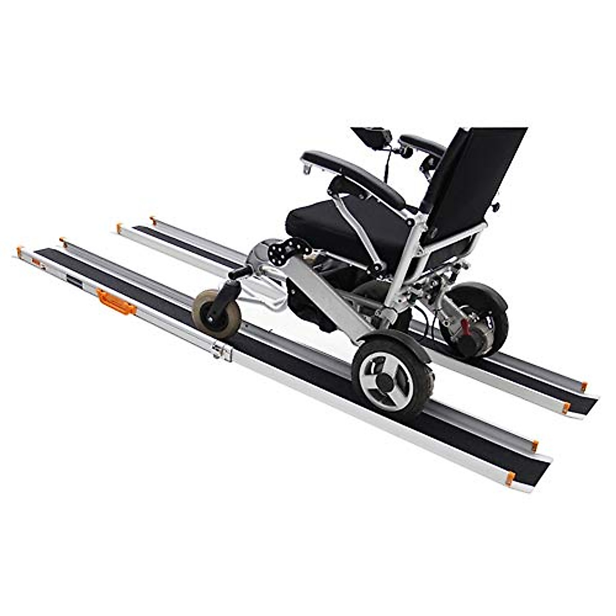 GUENZO Threshold Ramp, Threshold Ramp Scalable Design Aluminum Alloy Nylon Handle Easy to Carry Anti-Slip Matte Paper Wheelchair Baby Carriage Aluminum Ramp, 2 Tablets (Color : Silver, Size : 150cm)