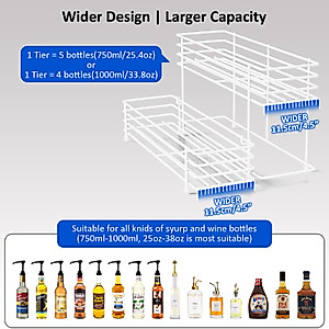 eipizx Coffee Syrup Organizer 2 Tier Syrup Bottle Holder Rack for Coffee Bar 10 Bottles White Wine Bottle Rack Coffee Syrup Stand Shelf for Syrup, Wine, Coffee Bar Organizer for Kitchen Coffee Shop