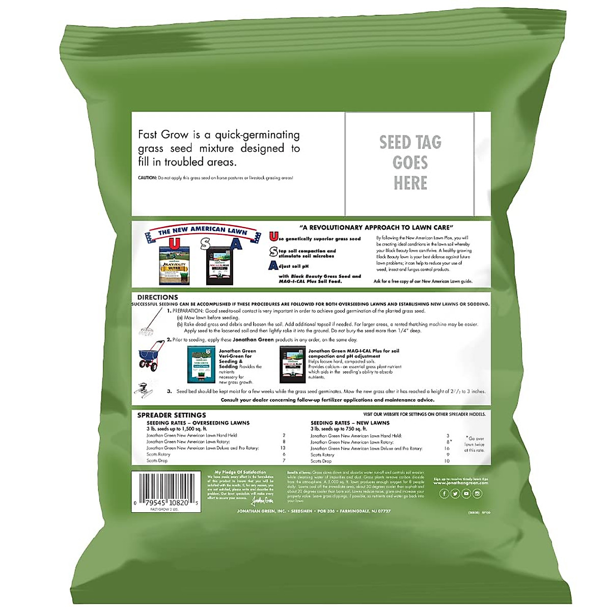 Jonathan Green (10820) Fast Grow Grass Seed - Cool Season Lawn Seed (3 lb)