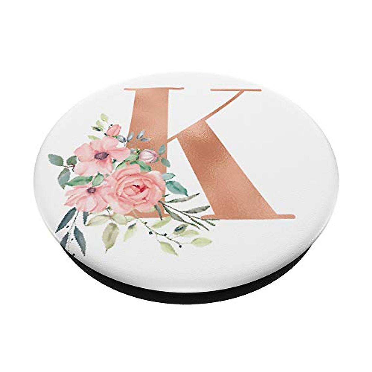 Rose Blush Floral Monogram Letter K Pretty Pink Flowers PopSockets PopGrip: Swappable Grip for Phones & Tablets