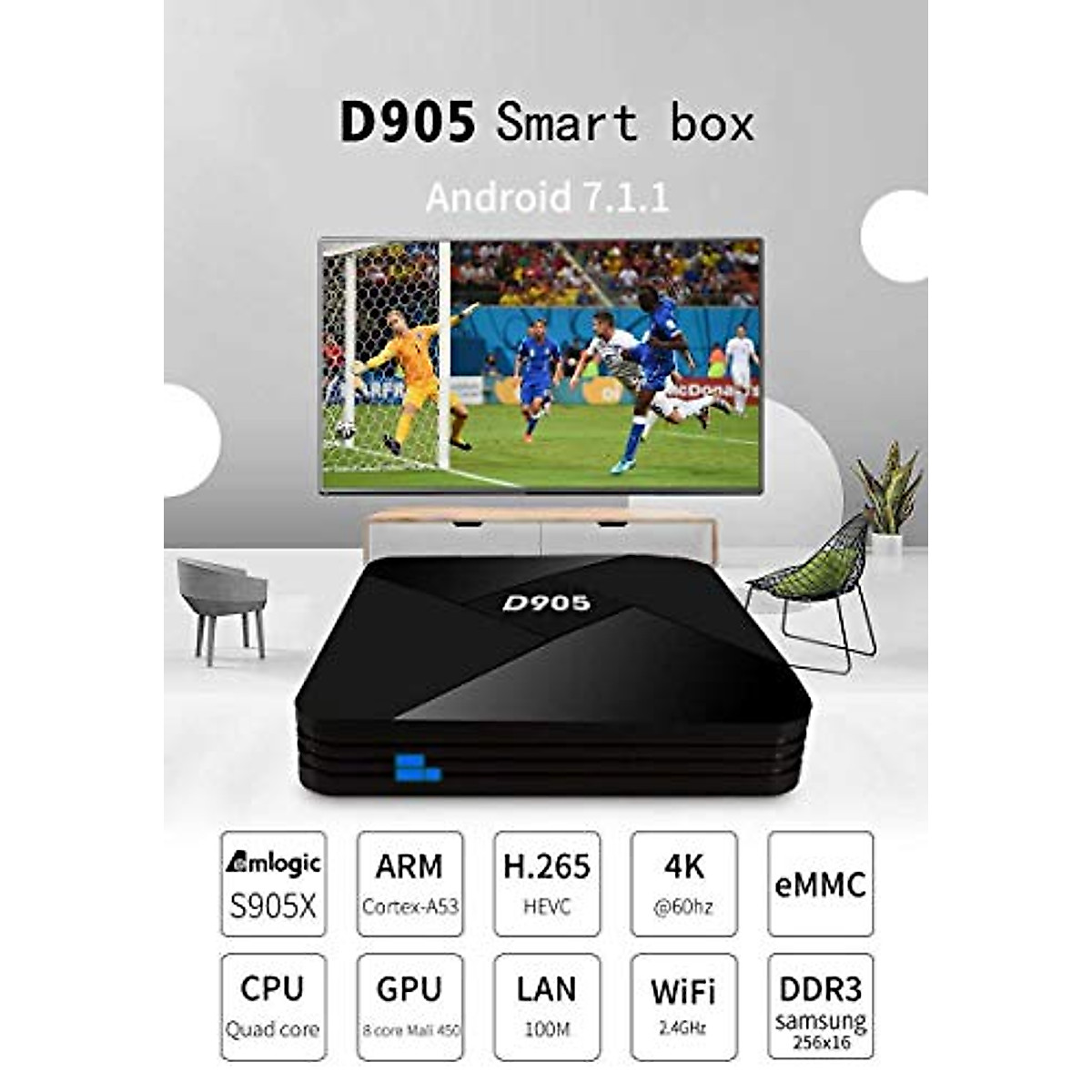 Android TV Box, Diyomate 4K Android Smart TV Box Amlogic S905 Quad Core Media Player Support 3D WiFi HDMI for Home Entertainment