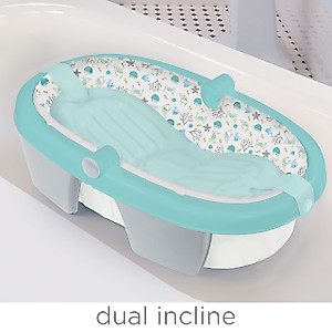 Summer Infant Foldaway Baby Bath (Under The Sea) - Convenient Baby Bathtub That Folds Compactly for Easy Storage and Travel - Inflatable Base for Extra Support - Durable Infant Tub