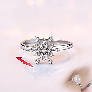 Christmas Snowflake Open Band Rings for Women Cubic Zirconia Stress Relief Spinner Anxiety Tail Finger Coil Rotate Freely Inspirations Stacking Ring Adjustable Charm Birthday Xmas Jewelry Gifts