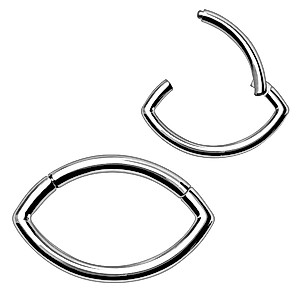 Amelia Fashion 16 Gauge Oval Seamless Clicker Ring Implant Grade 316L Stainless Steel (Sold Individually) (Steel)