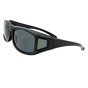 Medium Non Polarized Wrap Around Fit Over Sunglasses Style F11 (Black Frame-Non Polarized Gray Lens)