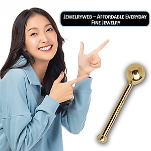 Jewelryweb Solid 14k Gold Small 1.5-mm 20-gauge Ball Nose Stud Bone Ring for women (yellow-gold or white-gold) (yellow-gold)