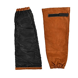 Leather Welding Work Sleeves for Men&Women - Heat&Flame Resistant Arm Protection with Kevlar Stitching and Cotton Lining (One Size Fit Most, Brown)