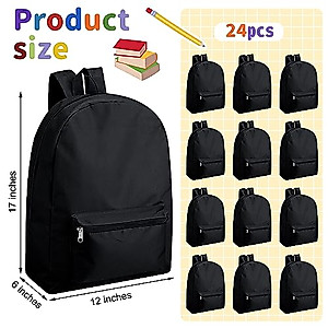 Amylove 12 Pack Backpack in Bulk 17 inch Lightweight Student Outdoor Travel Book Bag Kid Classic School Bookbag for Boy Girl (Black)