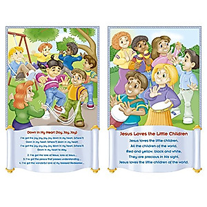 North Star Teacher Resource NST3102 Children's Bible Songs Bulletin Board Set, Set of 8 Posters