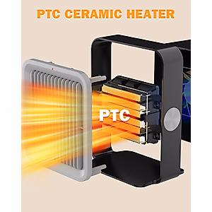 XIUREI Space Heater, Desk Heater with 600W, 45° Adjustable Angle, Tip-Over & Overheat Protection, Dual Heat Settings, Small Electric Heater for Indoor Office Use, Black