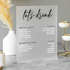 JINMURY 8x10 Inch Frosted Acrylic Sign with Stand | 5 Pack Blank Acrylic Table Signs and Base for DIY Wedding Table Numbers, Wedding Signage, Events& Parties