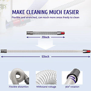 Dusting Brush + Flexible Extension Hose Compatible with Dyson Outsize V7 V8 V10 V11 V15 Vacuum Cleaner, Scratch-free Dusting Brush Bristle Dust Removal Brush, Cordless Vacuum Replacement Parts