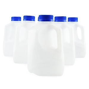 Cornucopia 32oz Plastic Jugs (6-Pack); 1-Quart / 32-Ounce Bottles with Caps for Juice, Water, Sports and Protein Drinks and Milk, BPA-Free
