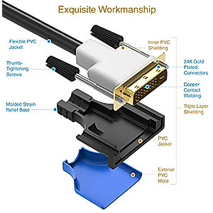 BlueRigger DVI to DVI Monitor Cable (6FT, 24+1 Dual Link, Digital Video Cable, Male to Male) - for Gaming, DVD, Laptops, HDTV and Projector