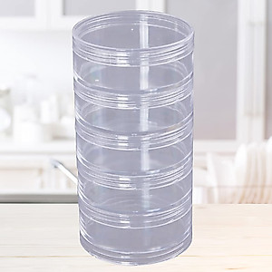 Diamond Storage Box Bead Storage Containers Clear Plastic Cylinder Bead Organizer 5 Layer Stackable Bead Storage Jars for Beading Storage Painting Embroidery Box