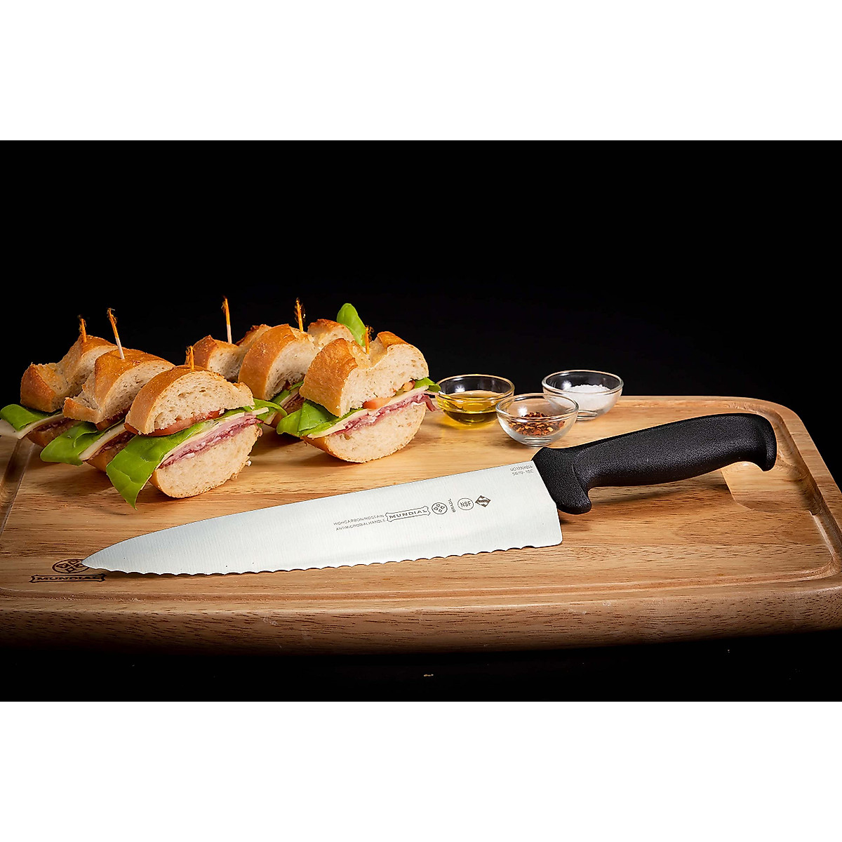 Mundial 5600 Series 10 in Bread or Sandwich Knife Serrated Edge, Black