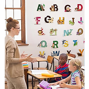 DEKOSH Animal Alphabet Kids Wall Decals - Peel & Stick Educational Baby Stickers for Playroom, Classroom Decoration