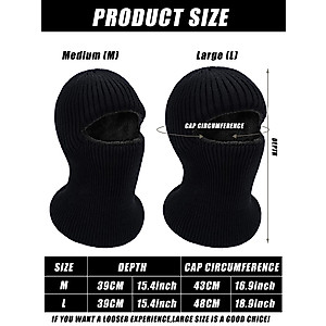 Winter Ski Mask for Men Knitted Full Face Mask Balaclava Hats 1 Hole Winter Ski Mask Fleece for Men Women Favors (Black, Medium)