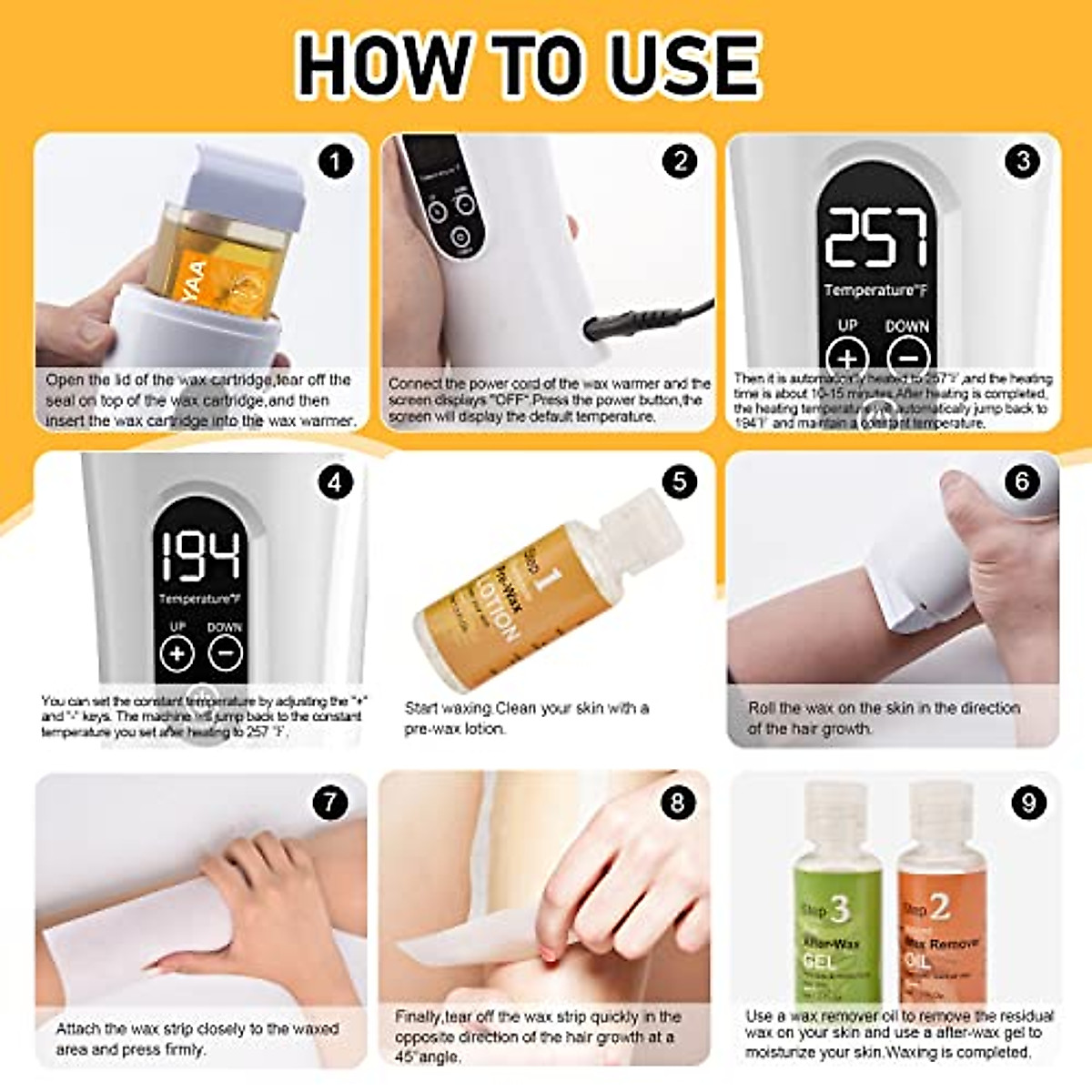 2023 Upgrade Digital Roll on Wax Kit, Wax Roller Kit for Hair Removal, Waxing Kit for Women, At Home Wax Kit for Larger Areas of the Body, Great Gift for Women