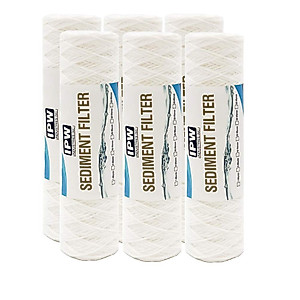 IPW Industries Inc. 30 Micron String Wound Water Filter for Universal Whole House Replacement Cartridge Sediment Filters for Well Water 10" x 2.5" - 6 Pack