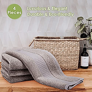 CANFOISON Bamboo Washcloths for Face and Body, 4 Pack Light Gray Washcloths for Adult Kids Baby Luxury Super Soft Highly Absorbent Bathroom Towels 13"x13"