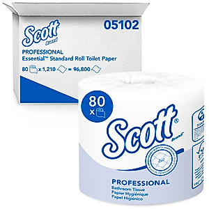 Scott® Professional Standard Roll Bathroom Tissue (05102), White, 80 Rolls/Case, 1,210 Sheets/Roll, 96,800 Sheets/Case