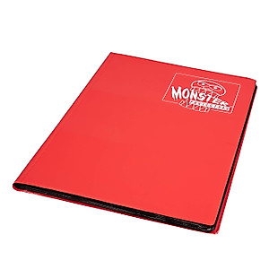 Monster Binder - 9 Pocket Trading Card Album - Matte Red - Holds 360 Yugioh, Magic, and Pokemon Cards