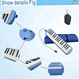 Mibee 32 Piano Keys Melodica Musical Instrument for Music Lovers Beginners Gift with Carrying Bag (Blue) 20220318 0