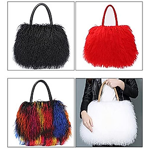 ZIYIUI Real Lamb fur/mongolian fur beach wool fur bag handbag Luxury handbag for Women's (Red)