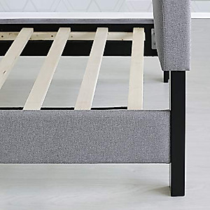 Furinno Laval Button Tufted Upholstered Platform Bed Frame, California King, Glacier