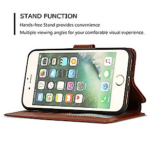 QLTYPRI Case for iPhone SE 2022 5G/iPhone SE 2020/iPhone 8/iPhone 7, Premium PU Leather Simple Wallet Case with Card Slots Kickstand Magnetic Closure Shockproof Flip Cover for iPhone 7/8/SE2/SE3-Brown