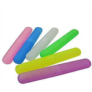 Bskifnn 24PCS Plastic Toothbrush Case Six Colors Portable Dust-proof Toothbrush Cases Toothbrushes Holder for Daily and Travel Use (24)