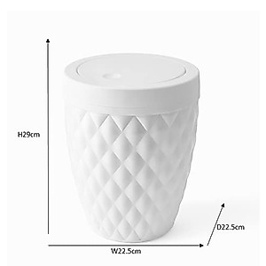 Addis 518030 Diamond Style Round Swing Lid Bathroom Bin, White