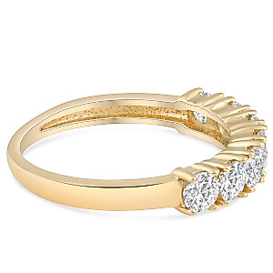 P3 POMPEII3 1ct Diamond Wedding Ring Anniversary 14k Yellow Gold 7-Stone Womens Band - Size 6.5