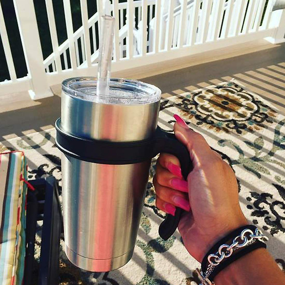 ZYTC Handle for 20OZ Tumbler,Yeti Rambler Handle Anti Slip Travel Mug Grip Cup Holder for Yeti Rambler,Ozark Trail,Sic and More Tumbler Mugs