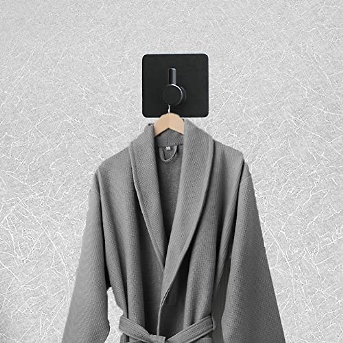 8 Packs Adhesive Towel Hooks - Stainless Steel Bathroom Hook, Wall Towel Hooks Heavy Duty Adhesive Hooks for Bathroom Kitchen Garage Home Hotel Office (Black)