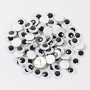 200 Pieces DIY Wiggly Googly Eyes Black White Self-Adhesive Doll Eye Movable Simulation Animal Eyeball Craft Supplies (8mm)