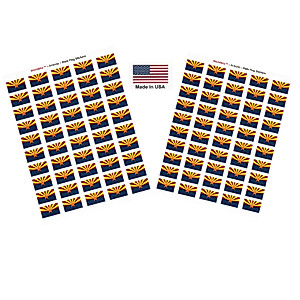 1.5" x 1" Self Adhesive State Flag Stickers, Two Sheets of 50, 100 Arizona Sticker Flags TotalL8