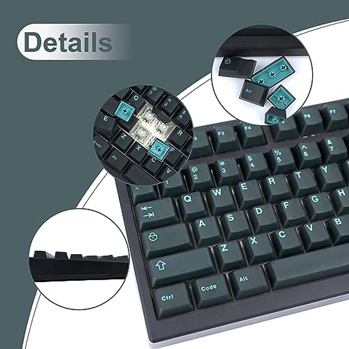 GEKUCAP Custom Keycaps, 121 Keys Green Translucent Keycaps, ABS Double Shot Keycaps, Cherry Profile Keycaps Set for Gaming Keyboard Cherry MX Switches Mechanical Keyboard 61/87/104/108 (Green)