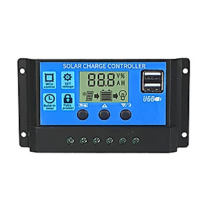 Jahy2Tech 100A Solar Charge Controller Solar Panel Battery Intelligent Regulator with Dual USB Port 12V/24V PWM Auto Paremeter Adjustable LCD Display(Blue) (1)