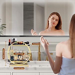 Tonswachic Makeup Organizer for Vanity, 2 Tier Skincare Organizer Perfume Tray, Metal Bathroom Counter Organizer for Cosmetics Make Up Storage Holder and Perfume Dresser Display Rack