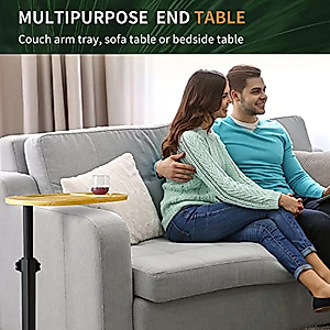 Ackitry Bamboo Bathtub Tray Table with 17-32 inch Adjustable Height, Liftable Freestanding Bath Caddy Tray for Tub Against Wall, Bathtub Side Table Shelf for Luxury Bath Home Spa Bathtub Accessories