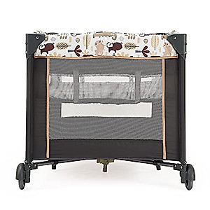 Pamo Babe Portable Nursery Center Foldable Bassinet Play Yard Crib Sleeper with Travel Cot, Changing Table Diaper Station, Mobile, & Carry Bag, Khaki