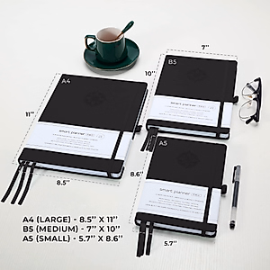 Smart Planner Pro – Small 8.6 x 5.7 inches (A5) – Undated Agenda Daily Planner – Tested & Proven to Achieve Goals & Increase Productivity, Time Management & Happiness with Weekly, Monthly, Gratitude Sections, Back Pocket (Black)